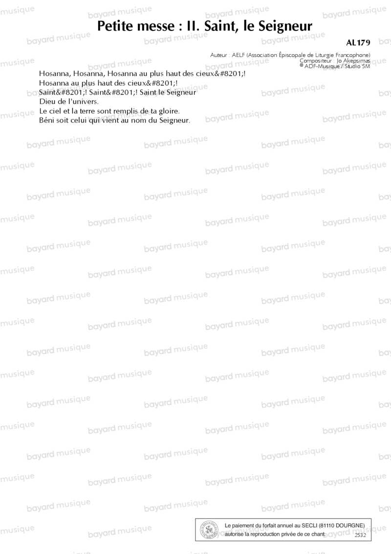 Chantons en Eglise - Petite Messe - Saint le Seigneur