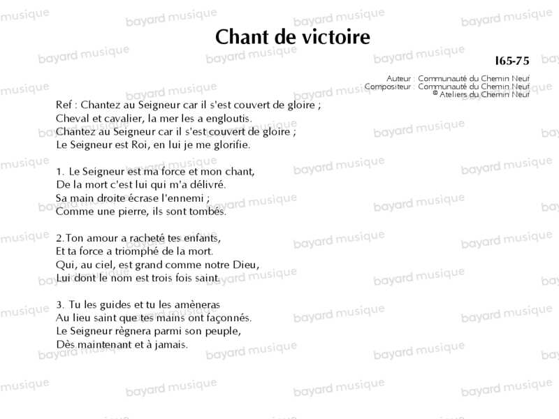 Chantons en Eglise - Chant de victoire