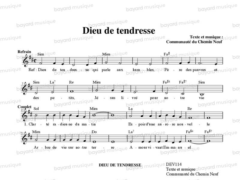 Chantons en Eglise - Dieu de tendresse