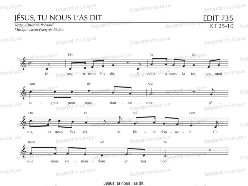 Chantons en Eglise - Jésus, tu nous l'as dit