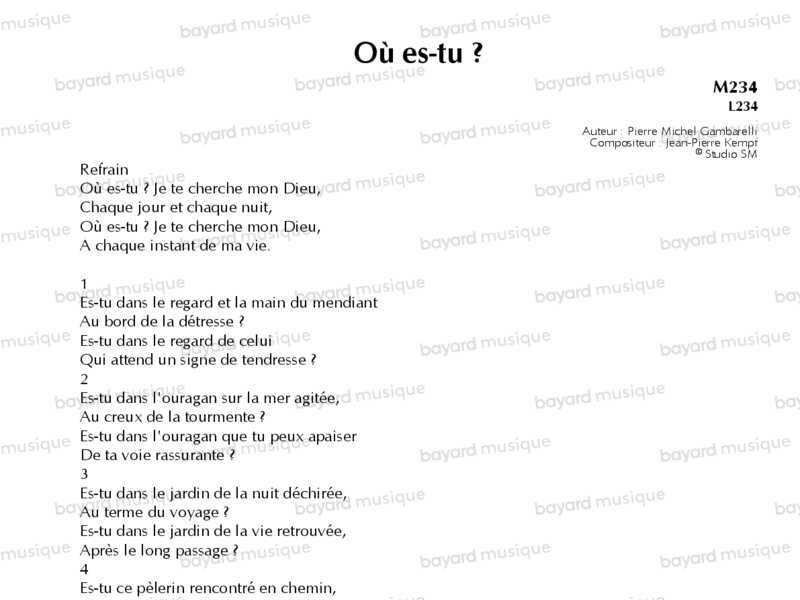 Chantons en Eglise - Où es-tu