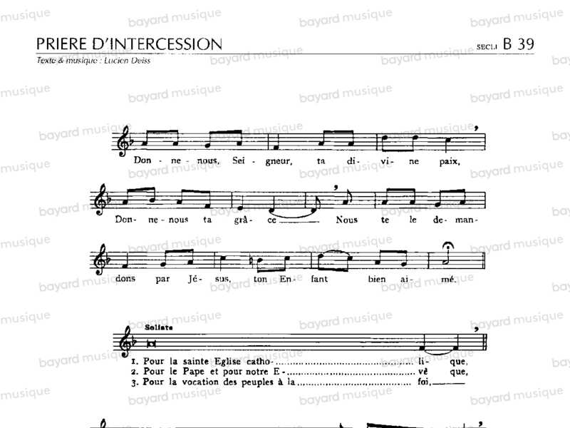 Chantons en Eglise - Prière d'intercession