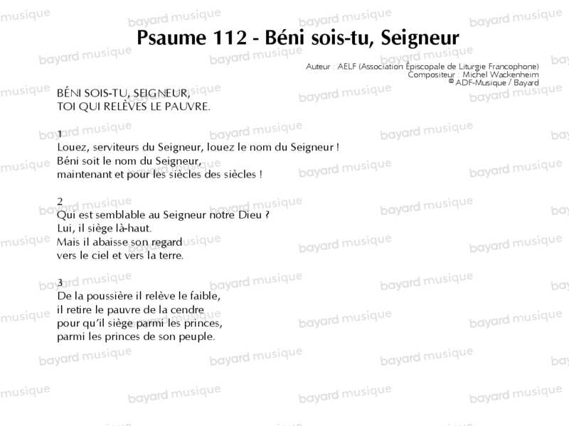 Chantons en Eglise - Psaume 112 - Béni sois-tu, Seigneur