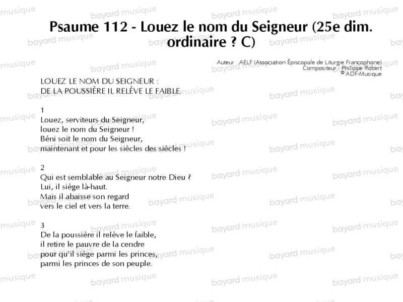 Chantons en Eglise - Psaume 112 - Louez le nom du Seigneur (25e dim ...