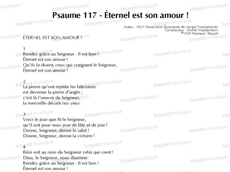 Chantons en Eglise - Psaume 117 - Éternel est son amour