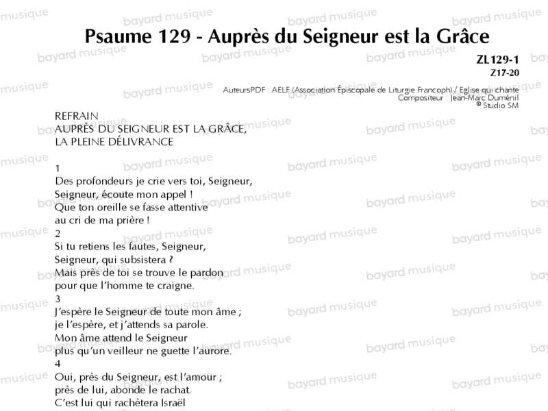 Chantons en Eglise - Psaume 129 - Auprès du Seigneur est la Grâce