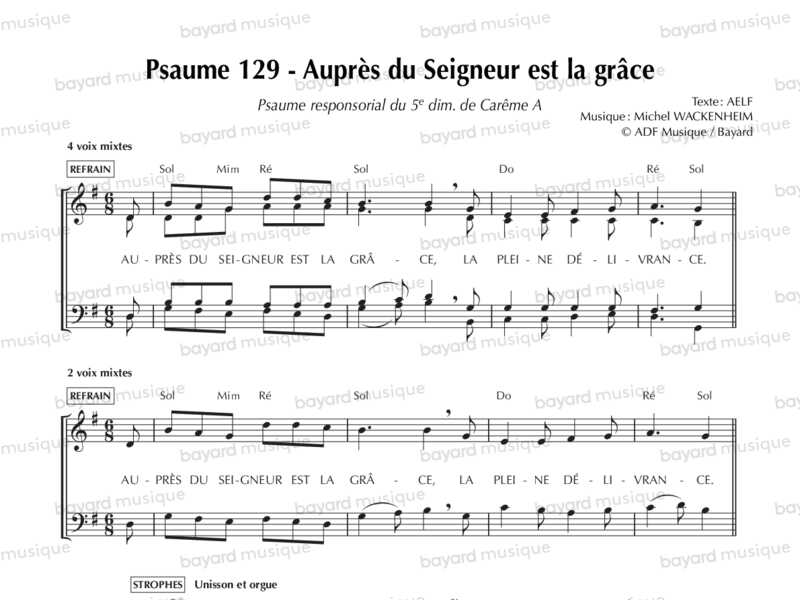 Chantons en Eglise - Psaume 129 - Auprès du Seigneur est la grâce