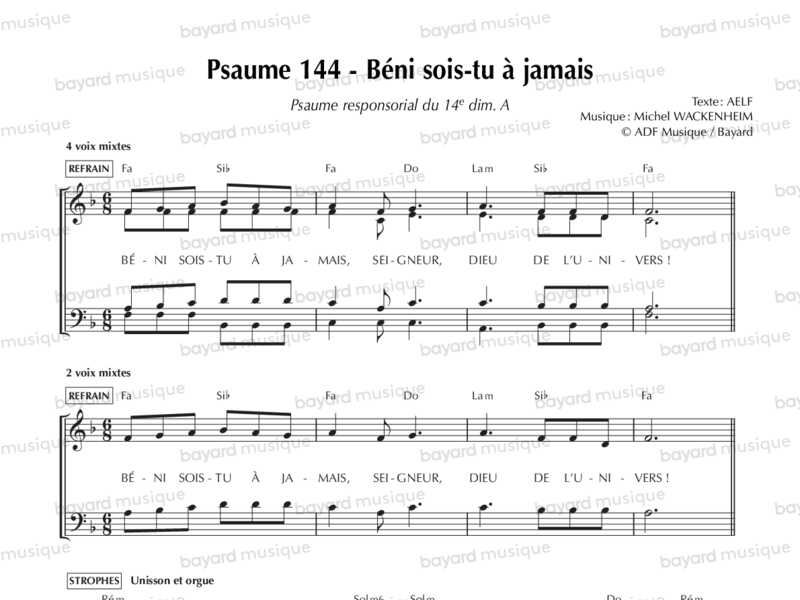 Chantons en Eglise - Psaume 144 - Béni sois-tu à jamais