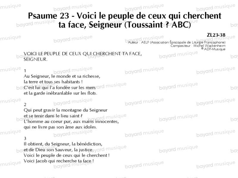 Chantons en Eglise - Psaume 23 - Voici le peuple de ceux qui cherchent ta face, Seigneur ...