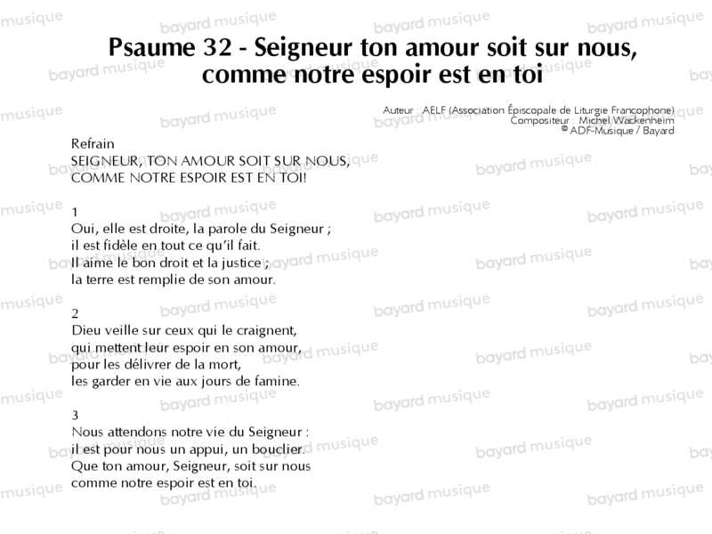 Chantons en Eglise - Psaume 32 - Seigneur ton amour soit sur nous ...