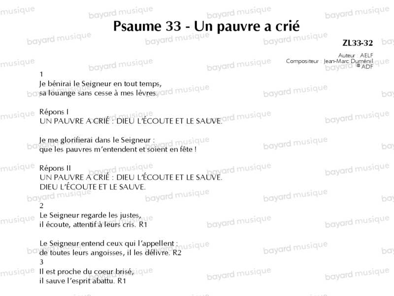 Chantons en Eglise - Psaume 33 - Un pauvre a crié