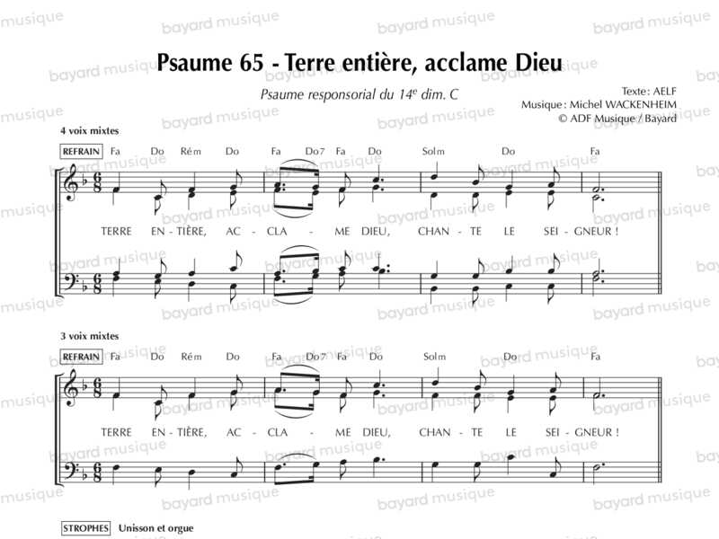 Chantons en Eglise - Psaume 65 - Terre entière, acclame Dieu