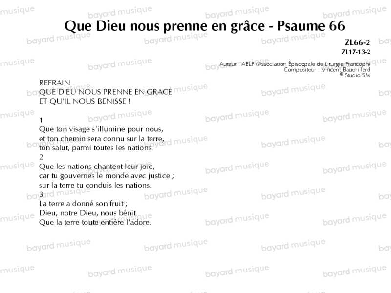 Chantons en Eglise - Psaume 66 - Que Dieu nous prenne en grâce