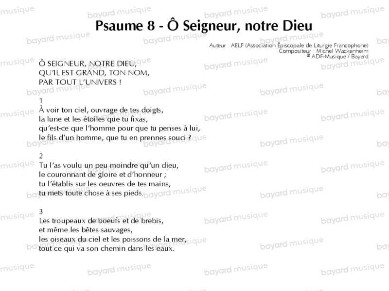 Chantons en Eglise - Psaume 8 - Ô Seigneur, notre Dieu