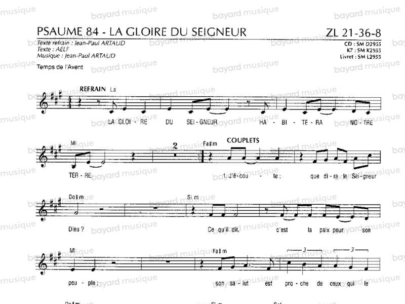 Chantons en Eglise - Psaume 84 - la gloire du Seigneur temps de l'Avent