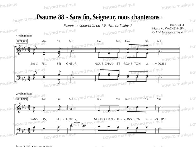 Chantons en Eglise - Psaume 88 - Sans fin, Seigneur, nous chanterons