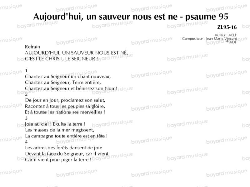 Chantons en Eglise - Psaume 95 - Aujourd'hui, un sauveur nous est né