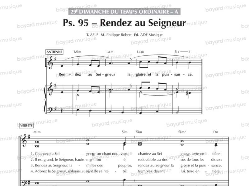 Chantons en Eglise - Psaume 95 - Rendez au Seigneur (29e dim. ordinaire ...