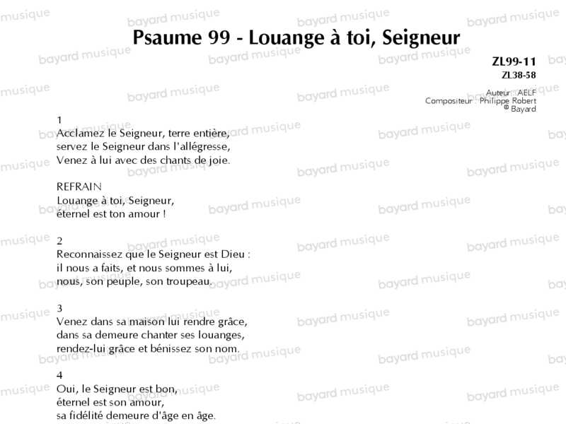 Chantons en Eglise - Psaume 99 - Louange à toi, Seigneur