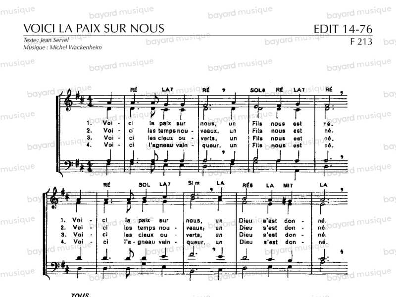 Chantons en Eglise - Voici la paix sur nous