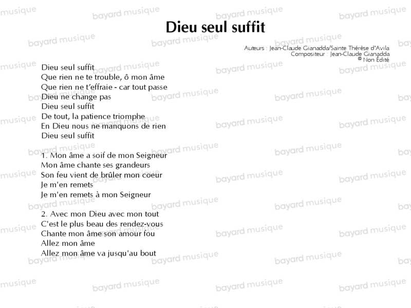 Chantons en Eglise - Dieu seul suffit