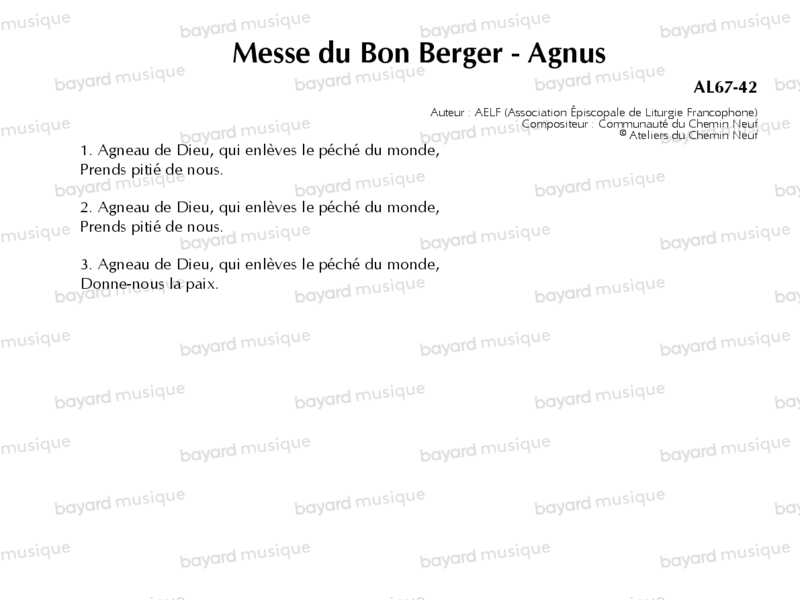 Chantons en Eglise - Messe du Bon Berger - Agnus